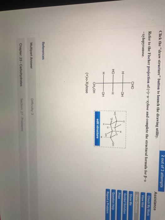 Solved 2 out of 3 attempts Click the "draw structure" button | Chegg.com