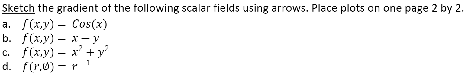 Solved Sketch the gradient of the following scalar fields | Chegg.com