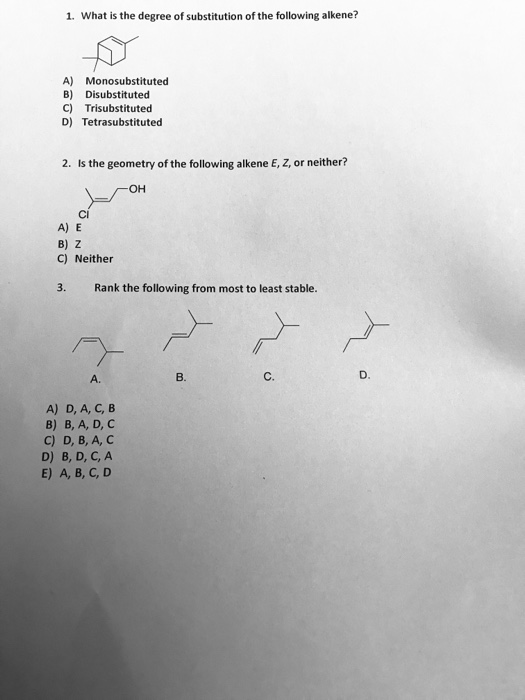 Solved 1. What is the degree of substitution of the | Chegg.com