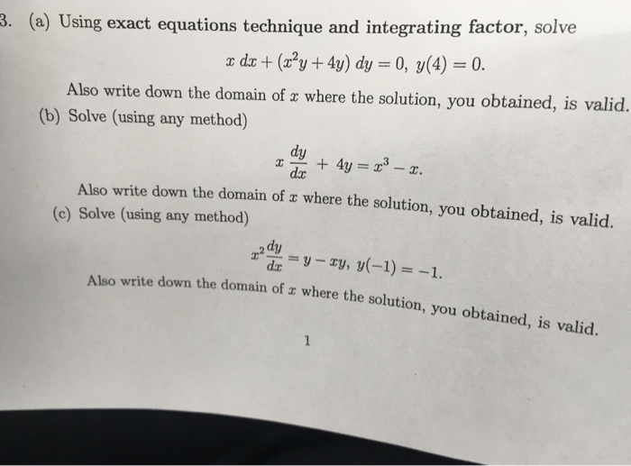 Solved (a) Using exact equations technique and integrating | Chegg.com