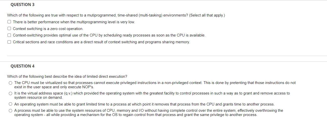 Solved QUESTION 3 Which of the following are true with | Chegg.com