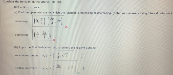 Solved Consider the function on the interval (0, 2pi). f (x) | Chegg.com