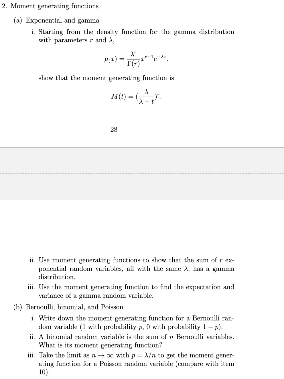 Solved 2. Moment generating functions (a) Exponential and | Chegg.com