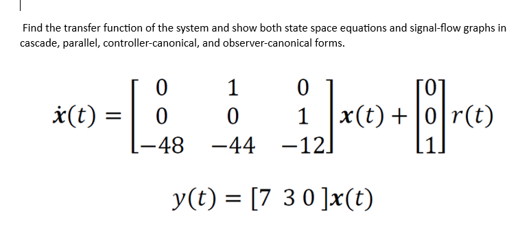 Solved Find the transfer function of the system and show | Chegg.com