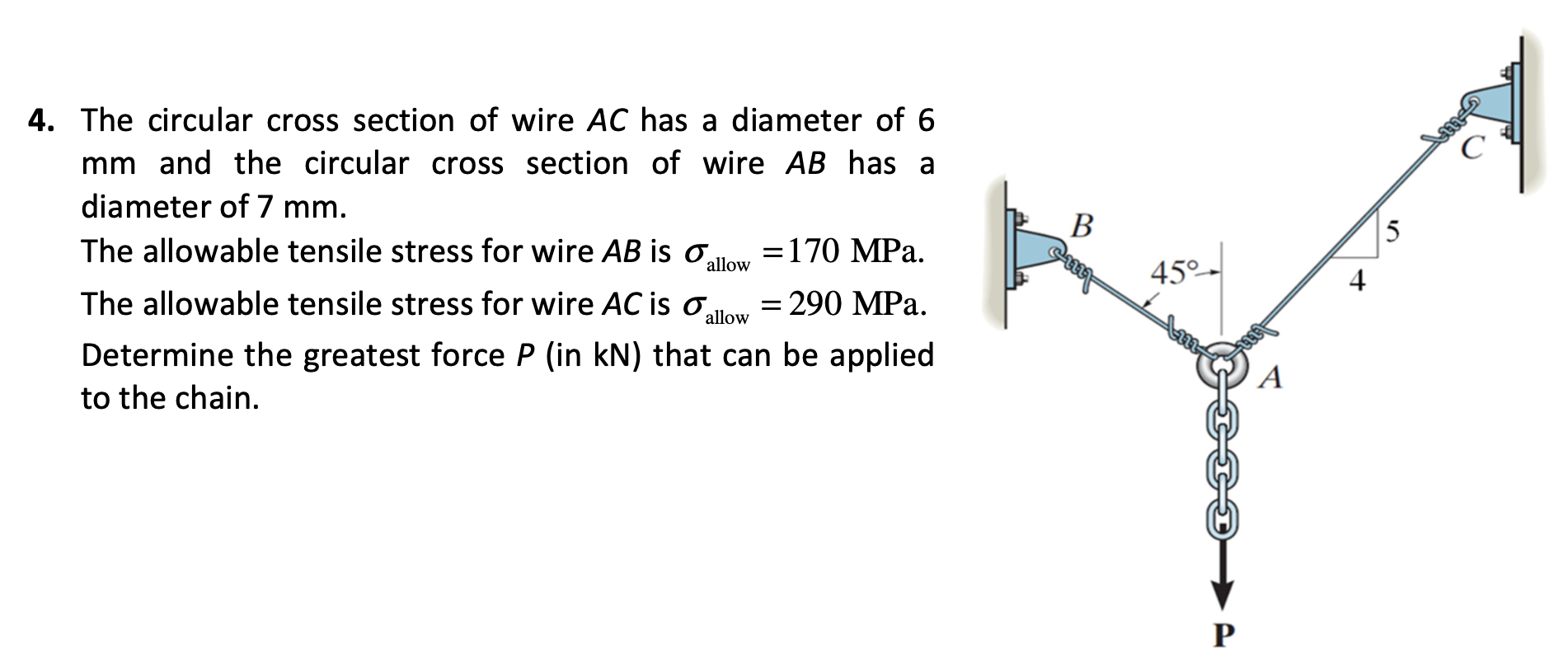 Solved C B 5 4. The circular cross section of wire AC has a | Chegg.com