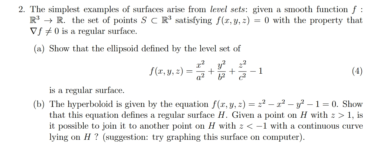 Solved The simplest examples of ﻿surfaces arise from level | Chegg.com