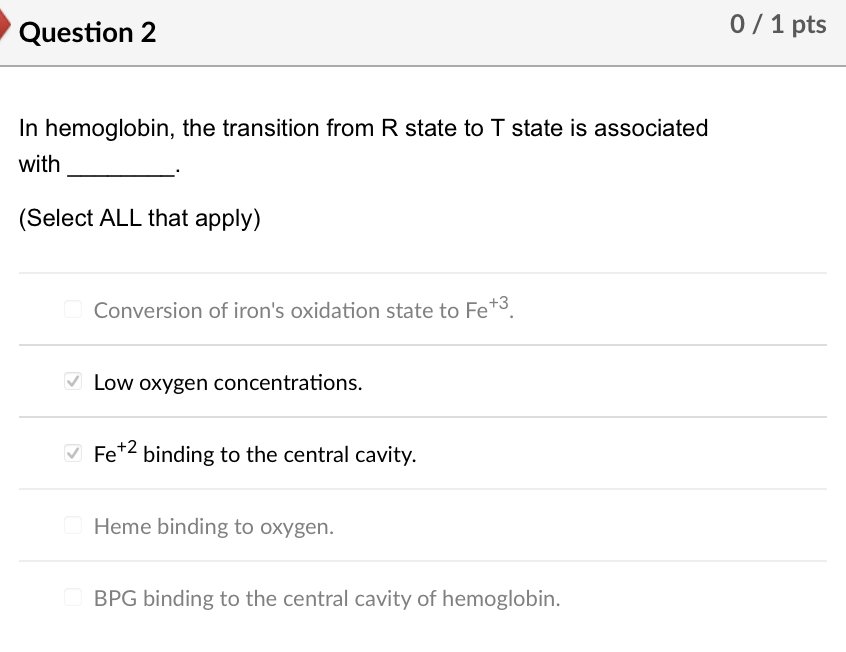 Solved In hemoglobin, the transition from R state to T state | Chegg.com