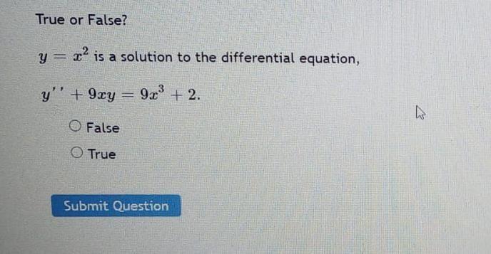 Solved y=x2 is a solution to the differential equation, | Chegg.com