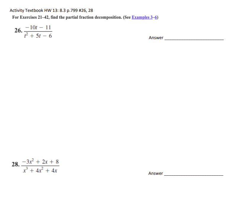 Solved Activity Textbook HW 13: 8.3 ﻿p.799 ﻿#26, 28For | Chegg.com