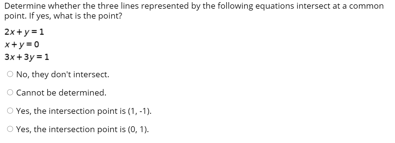 Solved Determine whether the three lines represented by the | Chegg.com