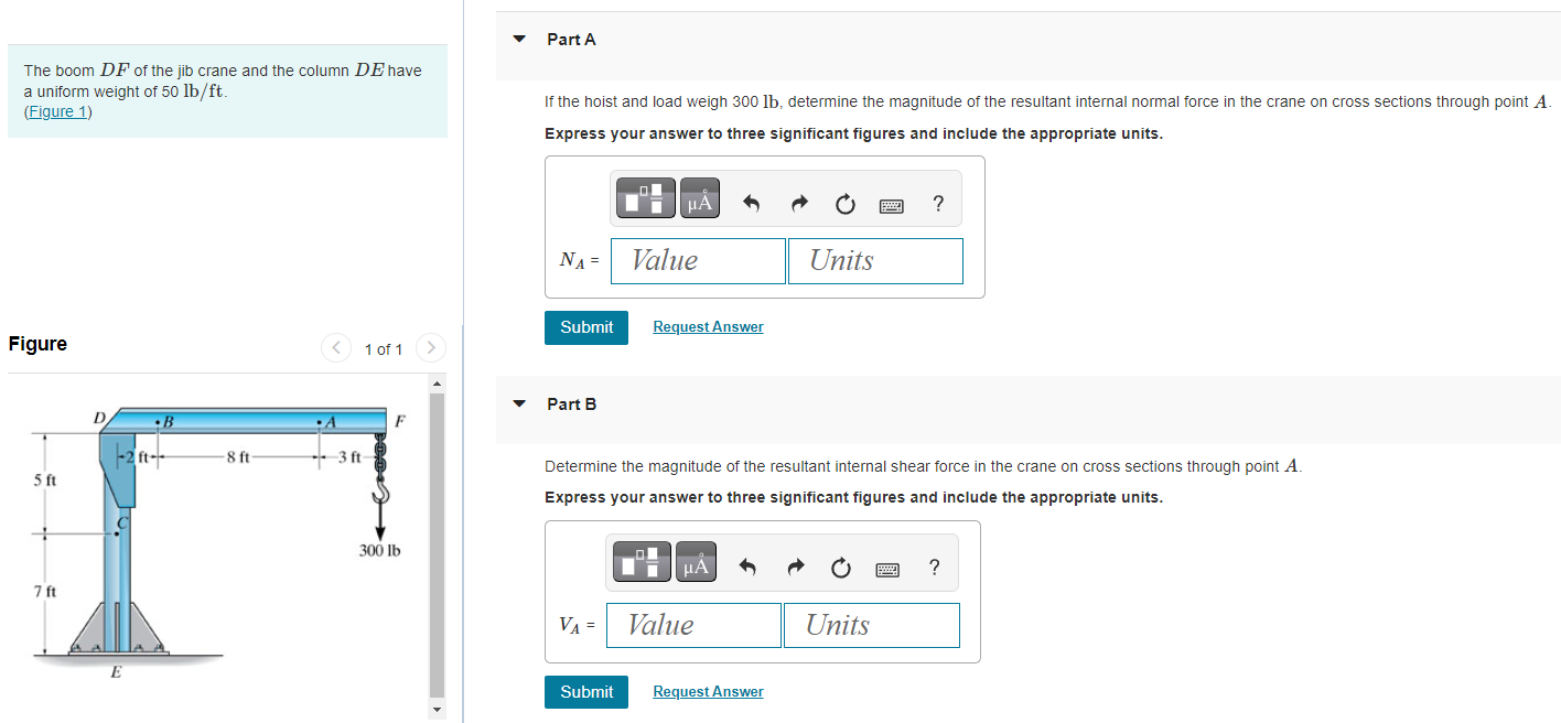 Solved The boom DF of the jib crane and the column DE have a | Chegg.com