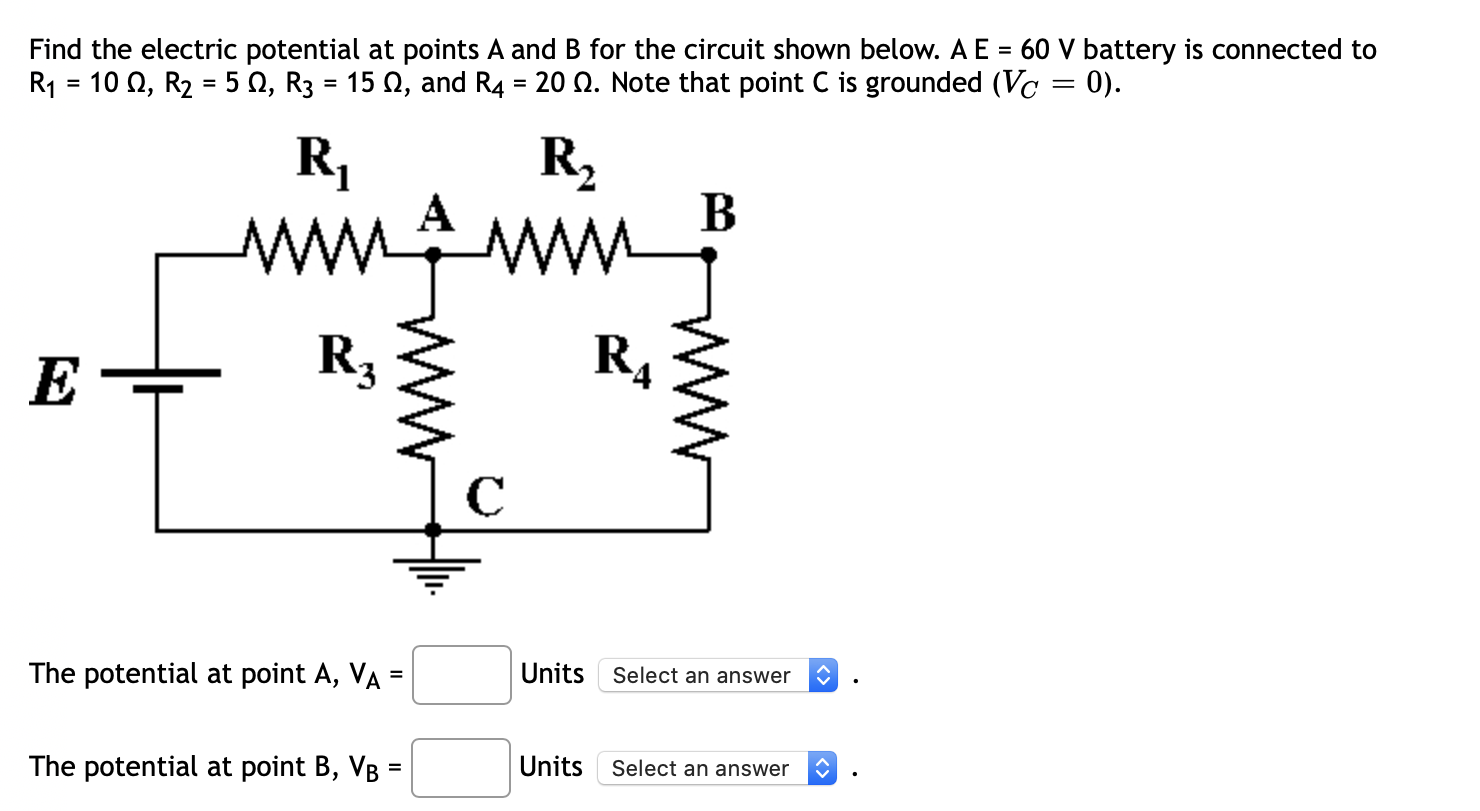 Solved Find the electric potential at points A and B for the | Chegg.com