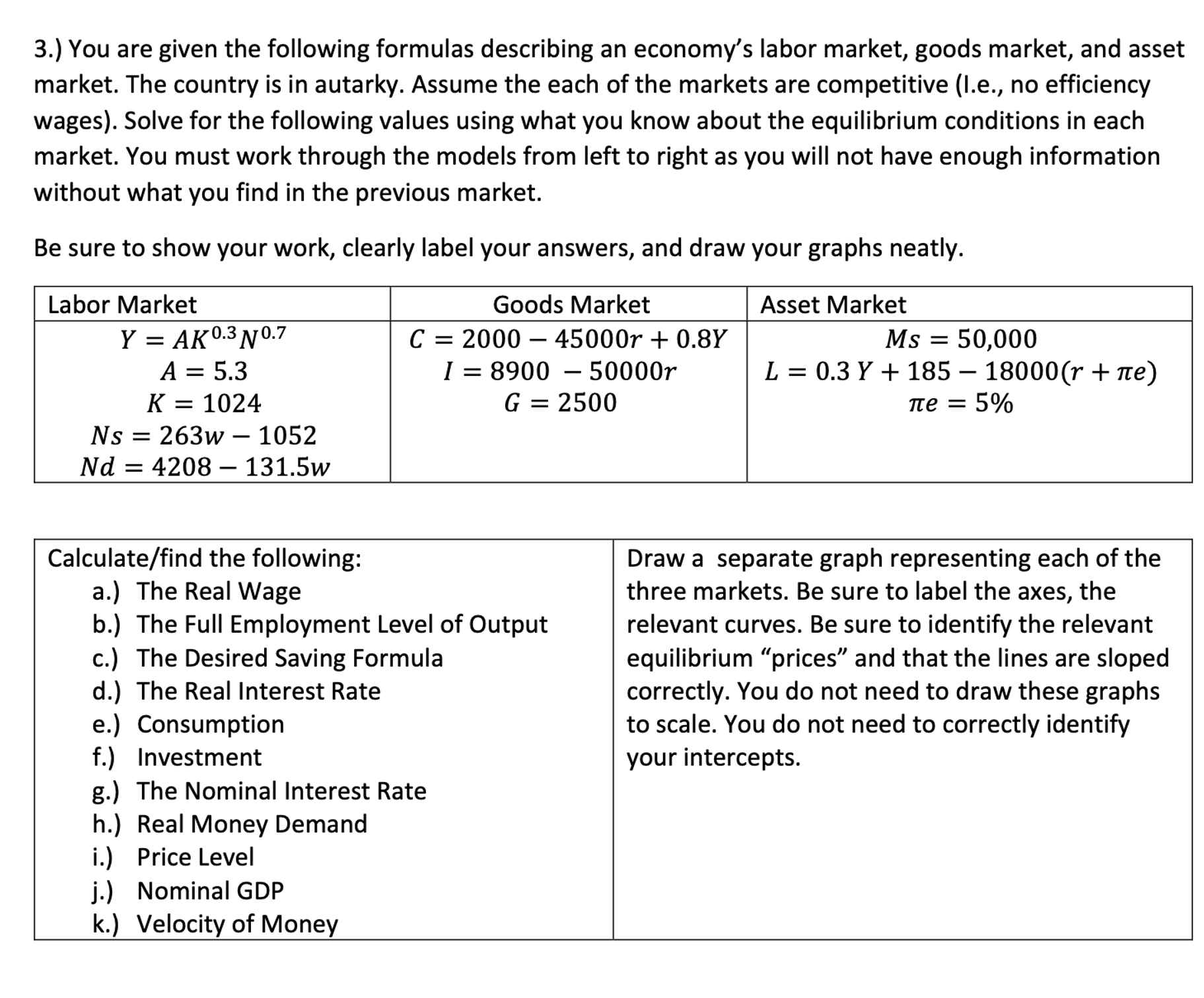 Solved 3.) ﻿You are given the following formulas describing | Chegg.com