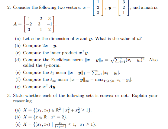 Solved Consider the following two vectors: | Chegg.com