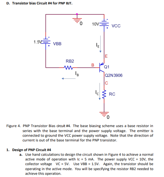 D. Transistor bias Circuit #4 for PNP BJT. 5o 100cc | Chegg.com