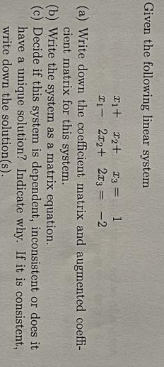 Solved Given the following linear system | Chegg.com