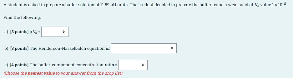 Solved A student is asked to prepare a buffer solution of | Chegg.com