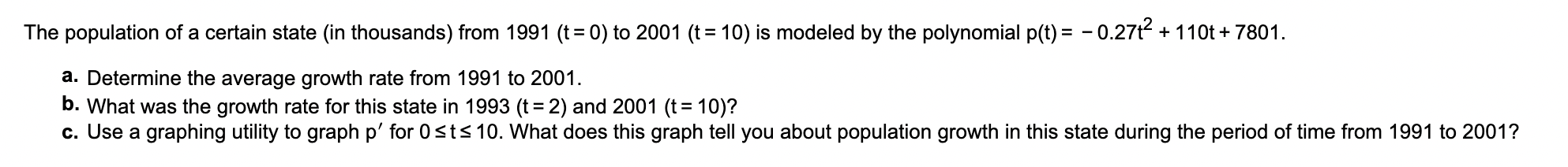 Solved The population of a certain state (in thousands) from | Chegg.com