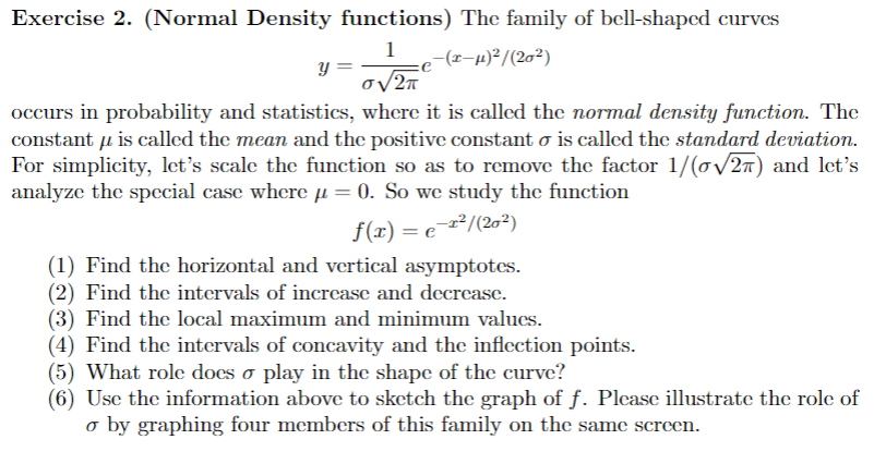 Solved y=σ2π1e−(x−μ)2/(2σ2) ccurs in probability and | Chegg.com