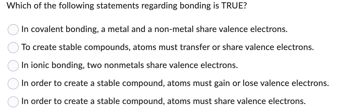 Solved Which Of The Following Statements Regarding Bonding