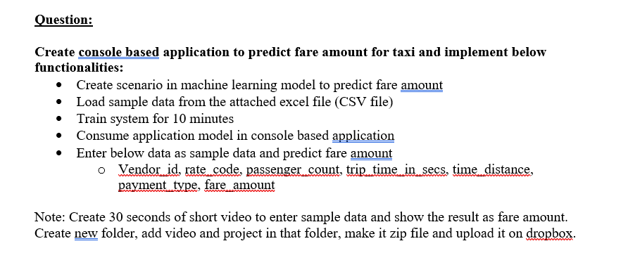 Solved Create console based application to predict fare | Chegg.com