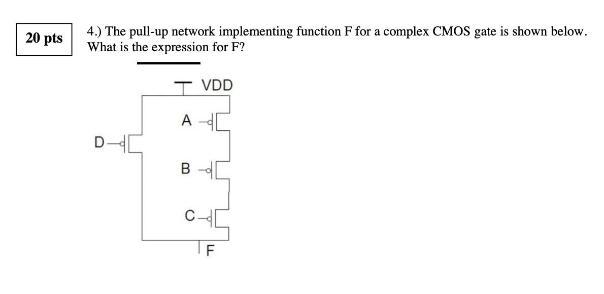 Solved a 20 pts 4.) The pull-up network implementing | Chegg.com