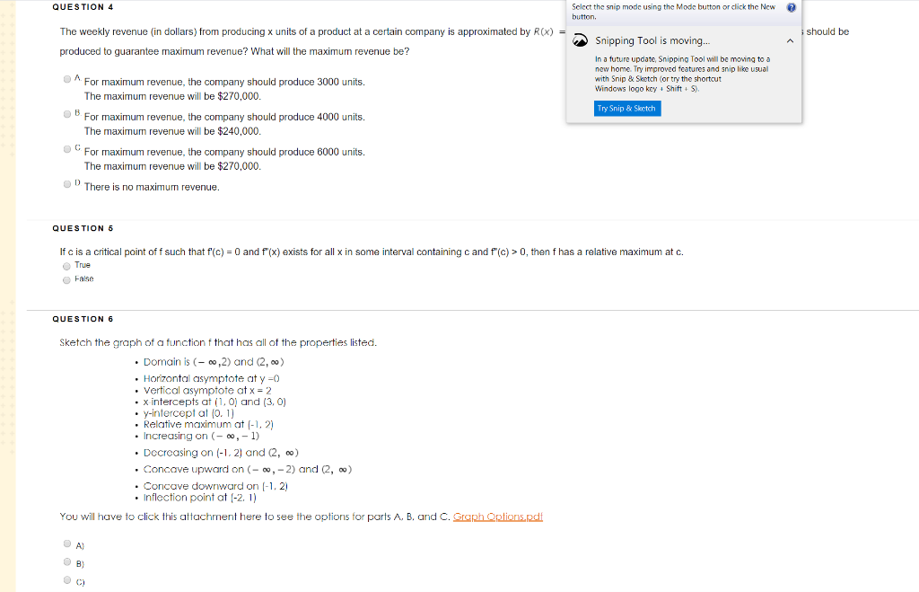 Solved QUESTION 4 Select the snip mode using the Mode button | Chegg.com