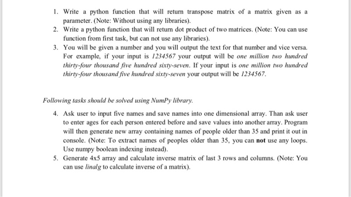 Solved 1 Write A Python Function Tha Return Transpose 0247