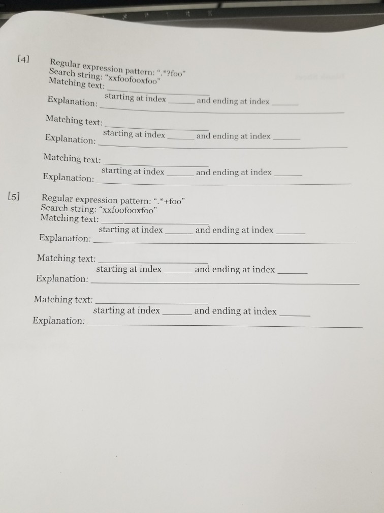 Solved In each case find all the matching texts in the | Chegg.com