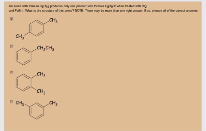 Solved An arene with formula CgH10 produces only one product | Chegg.com
