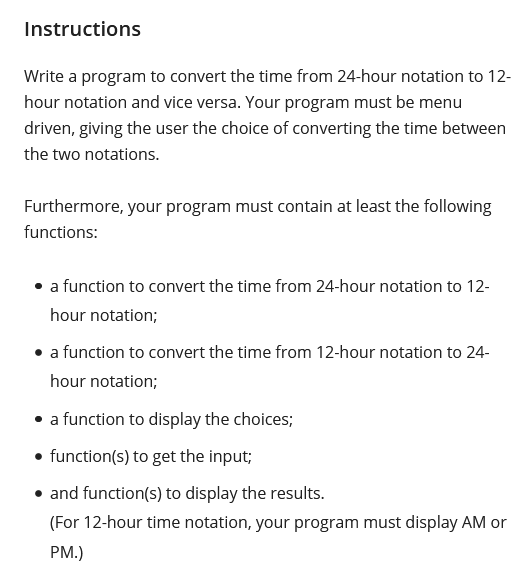 Solved Instructions Write a program to convert the time from | Chegg.com
