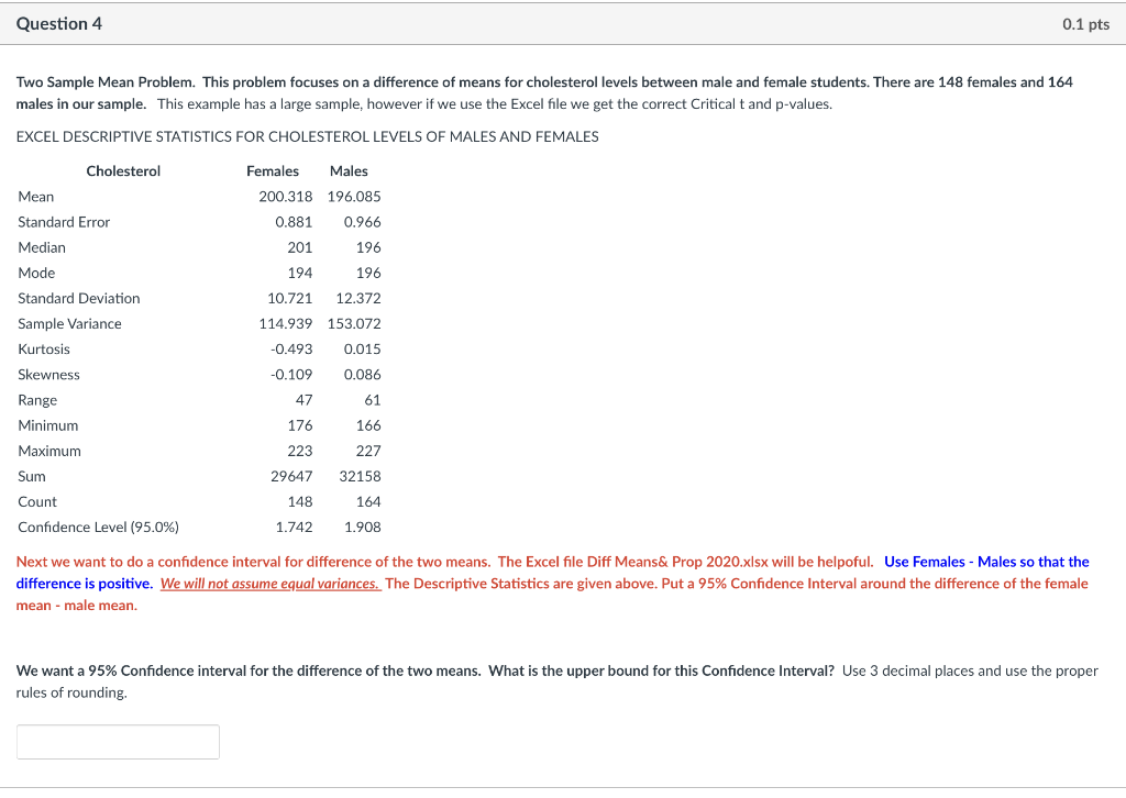 Solved Two Sample Mean Problem. This problem focuses on a | Chegg.com