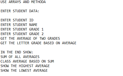 Solved USE ARRAYS AND METHODA ENTER STUDENT DATA: ENTER | Chegg.com