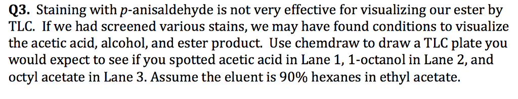 Solved Q3. Staining with p-anisaldehyde is not very | Chegg.com