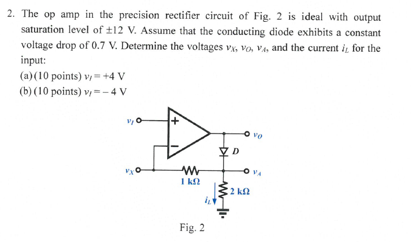 Solved The op amp in the precision rectifier circuit of Fig. | Chegg.com