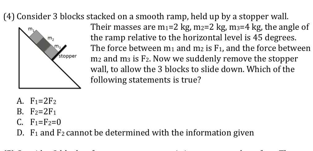 Solved Consider 3 blocks stacked on a smooth ramp, held up | Chegg.com