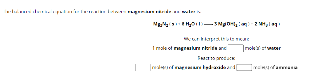 Solved The balanced chemical equation for the reaction | Chegg.com