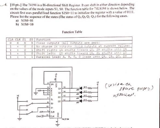 Solved . 10 ptsThe 74194 is a Bi-directional Shift Register | Chegg.com Solved . 10 ptsThe 74194 is a Bi-directional Shift Register | Chegg.com