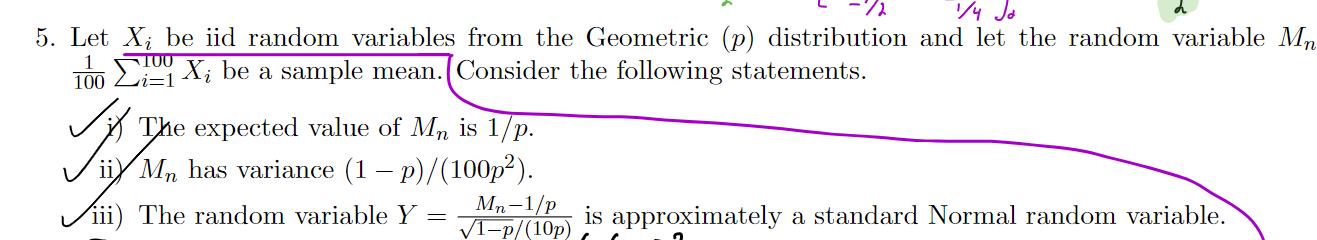 Solved 5. Let Xi be iid random variables from the Geometric | Chegg.com