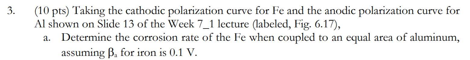 Solved 3. (10 pts) Taking the cathodic polarization curve | Chegg.com