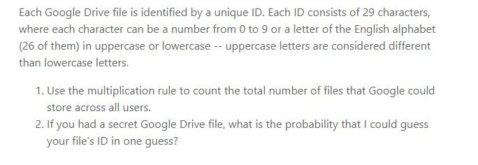 Solved Each Google Drive file is identified by a unique ID. | Chegg.com