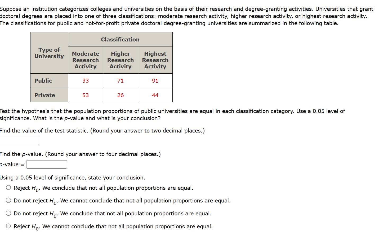 Solved Suppose an institution categorizes colleges and | Chegg.com