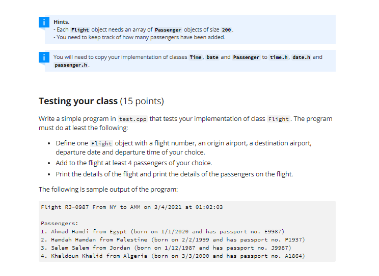 Solved Exercise 3 Class Flight (35 points) Implement in | Chegg.com