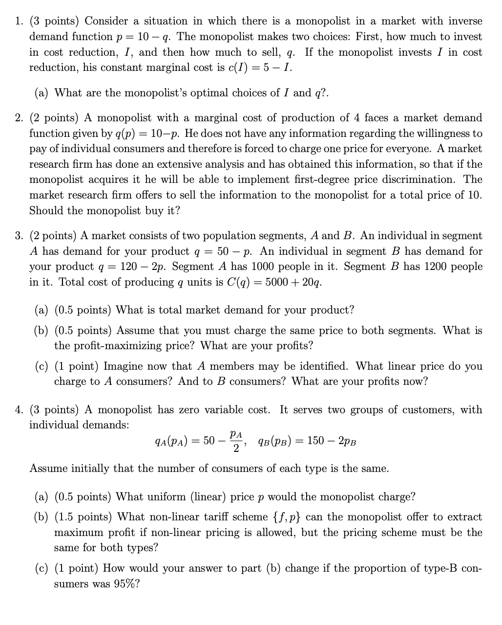 Solved (3 points) Consider a situation in which there is a | Chegg.com Solved (3 points) Consider a situation in which there is a | Chegg.com