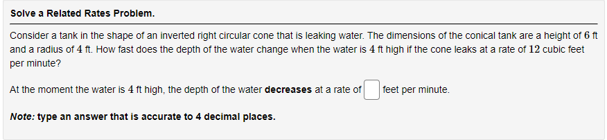 Solved Solve a Related Rates Problem. Consider a tank in the | Chegg.com