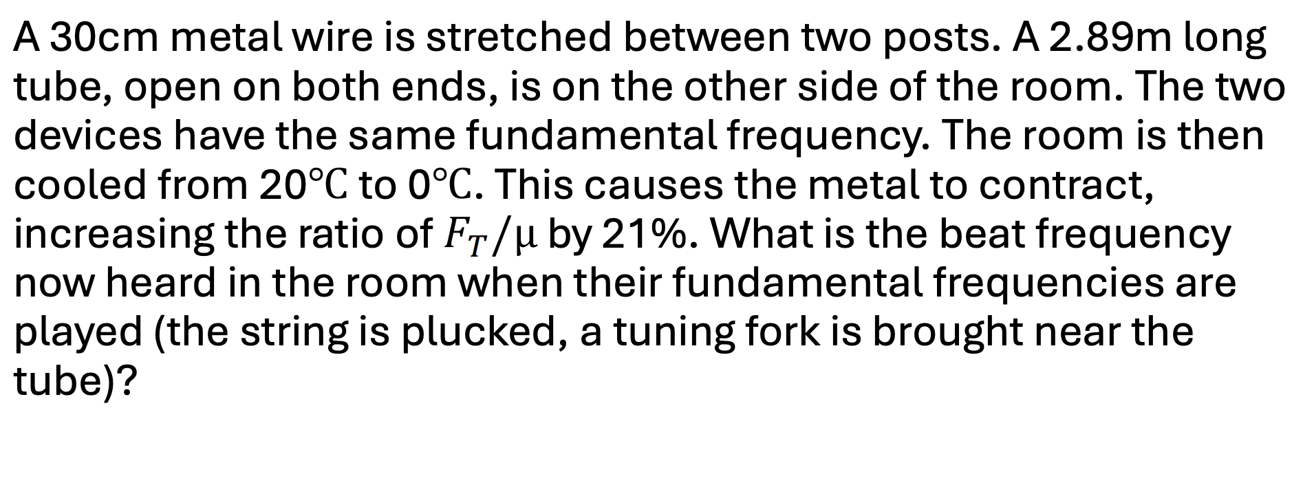 Solved A 30 ﻿cm metal wire is stretched between two posts. A | Chegg.com