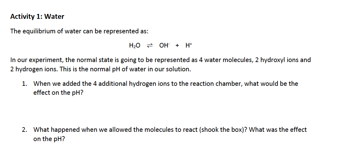 Solved The equilibrium of water can be represented as: | Chegg.com