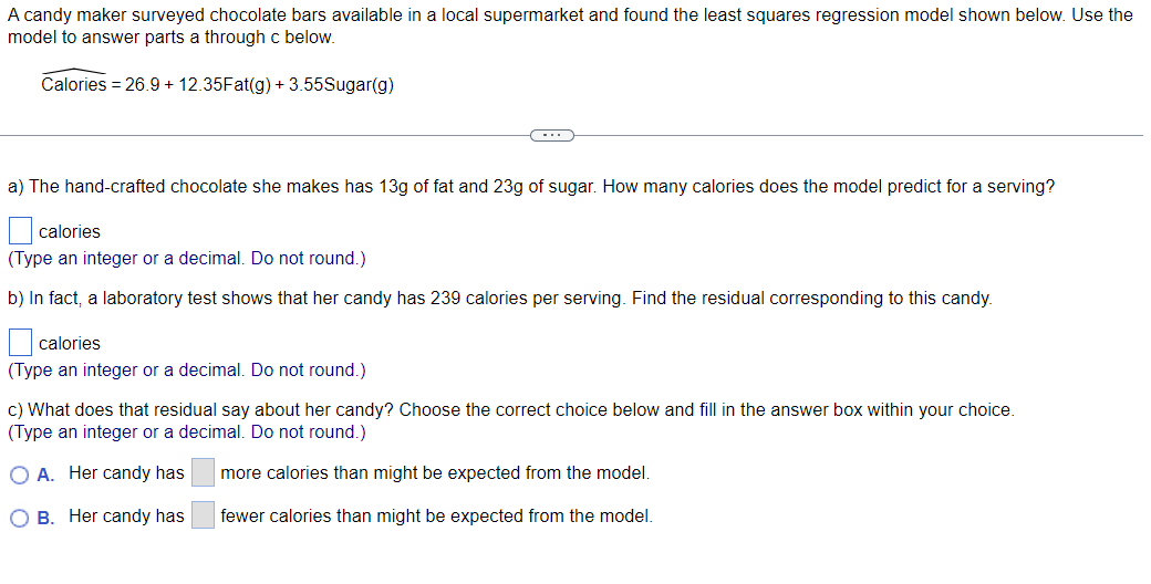 Solved A candy maker surveyed chocolate bars available in a | Chegg.com