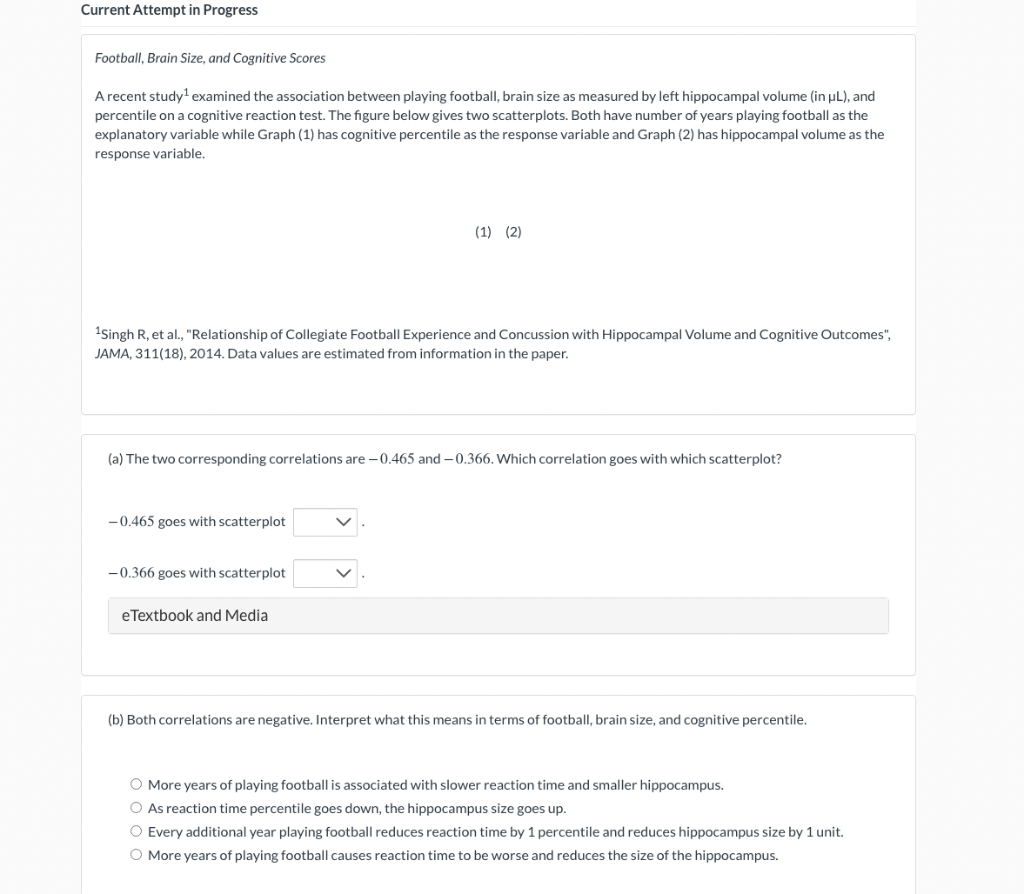 Current Attempt in Progress Football, Brain Size, and | Chegg.com