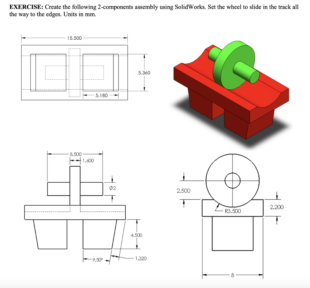 Solved USE SOLIDWORKS TO COMPLETE THIS, CREATE THE TWO PARTS | Chegg.com